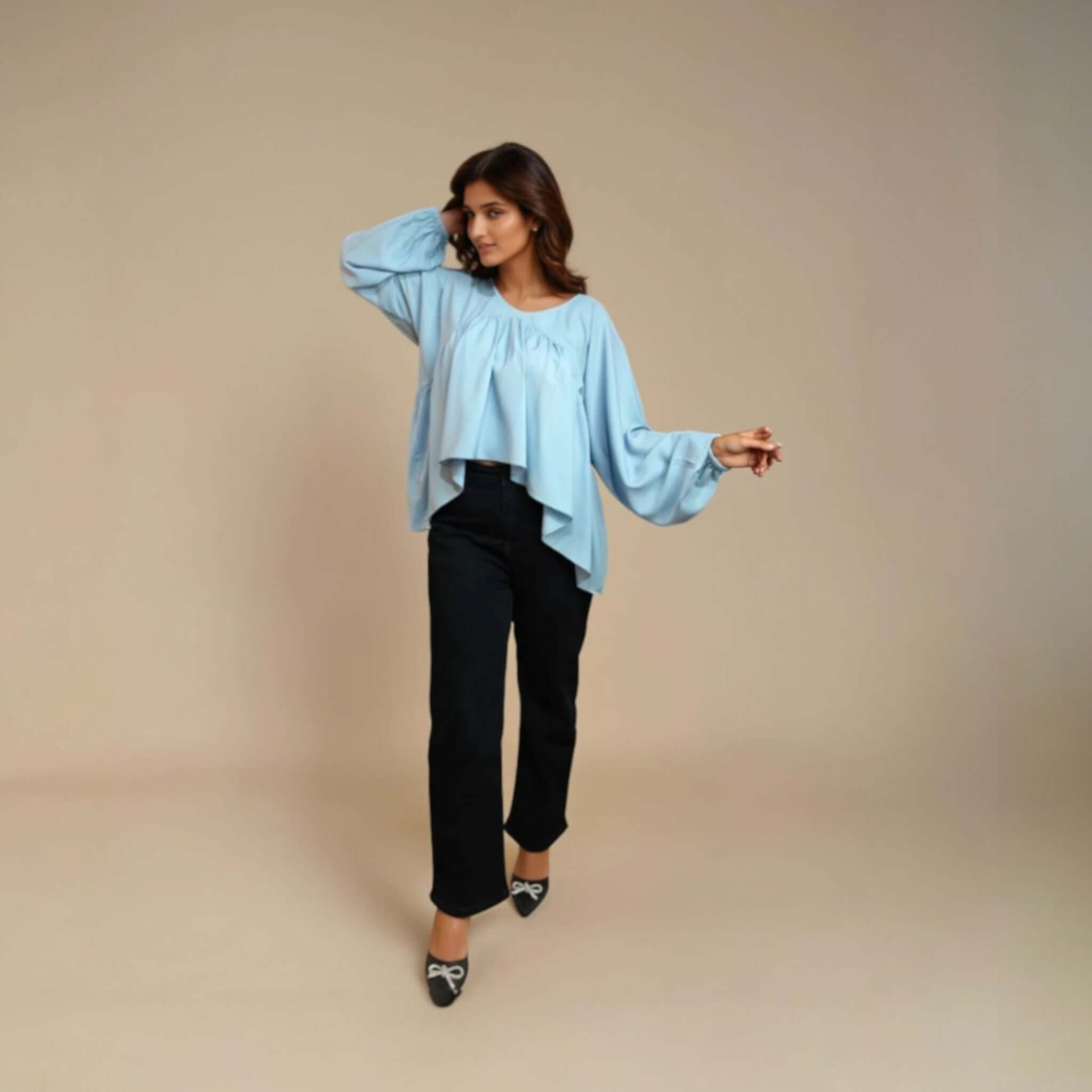 Charming Flare Top - Light Blue Summer Style – House Of Majisha