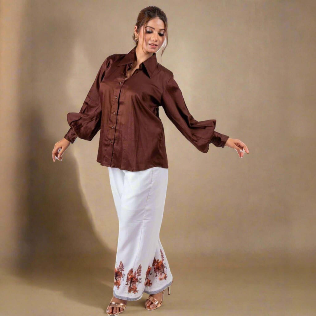 Chic Coord Set – Casual Elegance in Brown & White