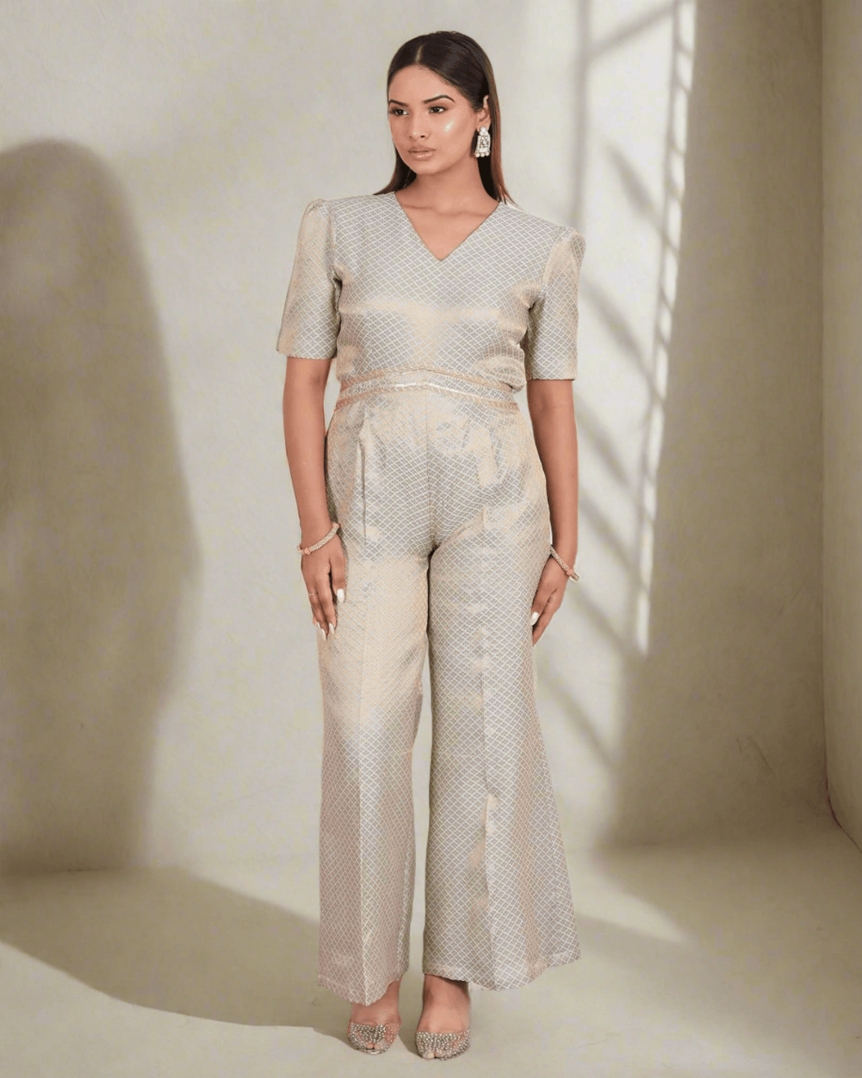 Luxe Brocade Jumpsuit - Chic Indo-Western Style – House Of Majisha