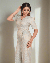 Luxe Brocade Jumpsuit - Chic Indo-Western Style – House Of Majisha