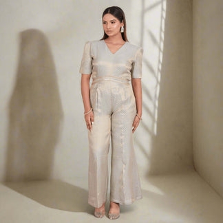 Luxe Brocade Jumpsuit - Chic Indo-Western Style – House Of Majisha